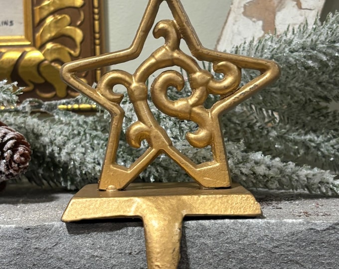 Vintage Gold Star Christmas Stocking Hanger | Holiday Stocking Holder ...