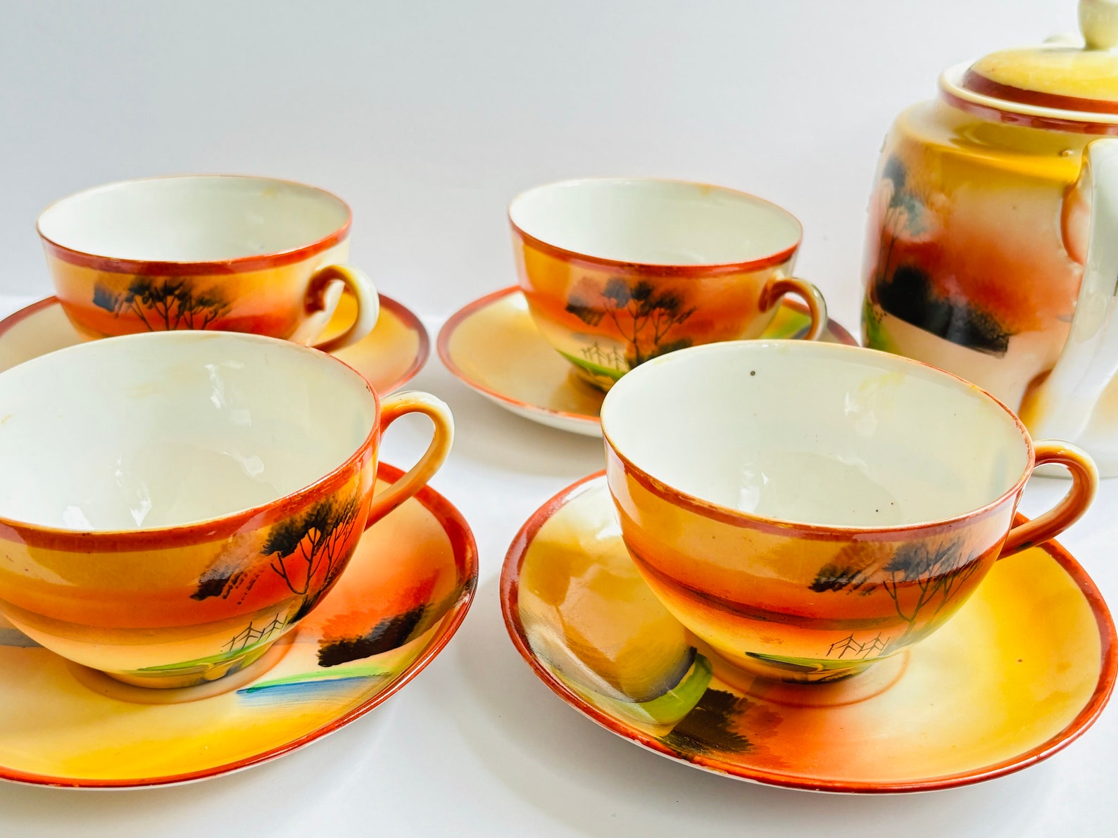 Japanese Hand Painted China Tea Set, Antique Tea Set, Hand Painted ...