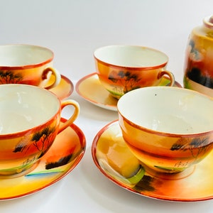 Japanese Hand Painted China Tea Set, Antique Tea Set, Hand Painted ...