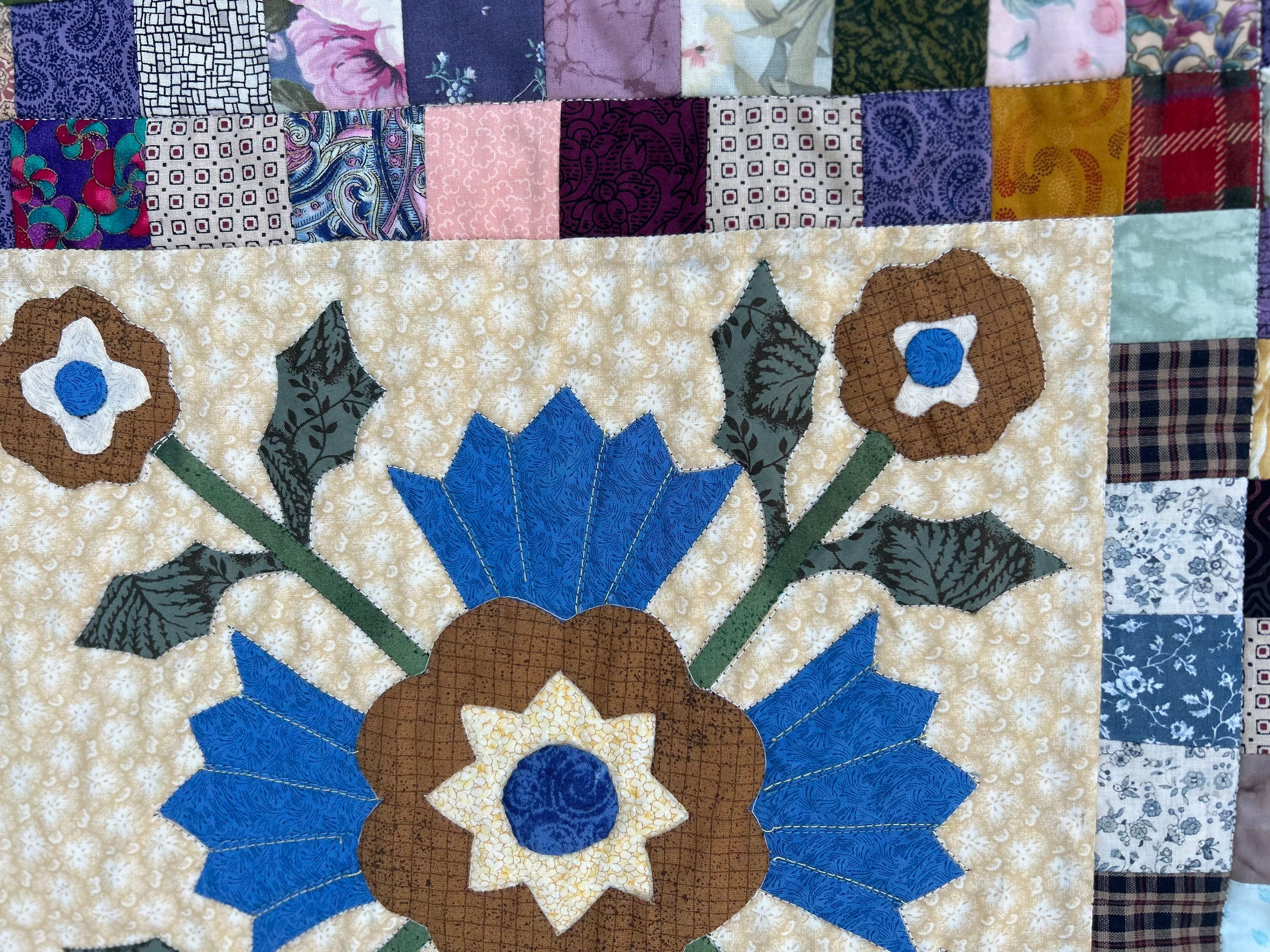 Antique American Quilt Block 18 Square Handmade Appliqué - Etsy