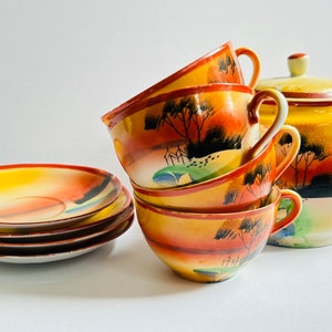 Japanese Hand Painted China Tea Set, Antique Tea Set, Hand Painted ...