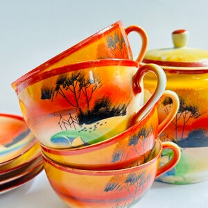 Japanese Hand Painted China Tea Set, Antique Tea Set, Hand Painted ...