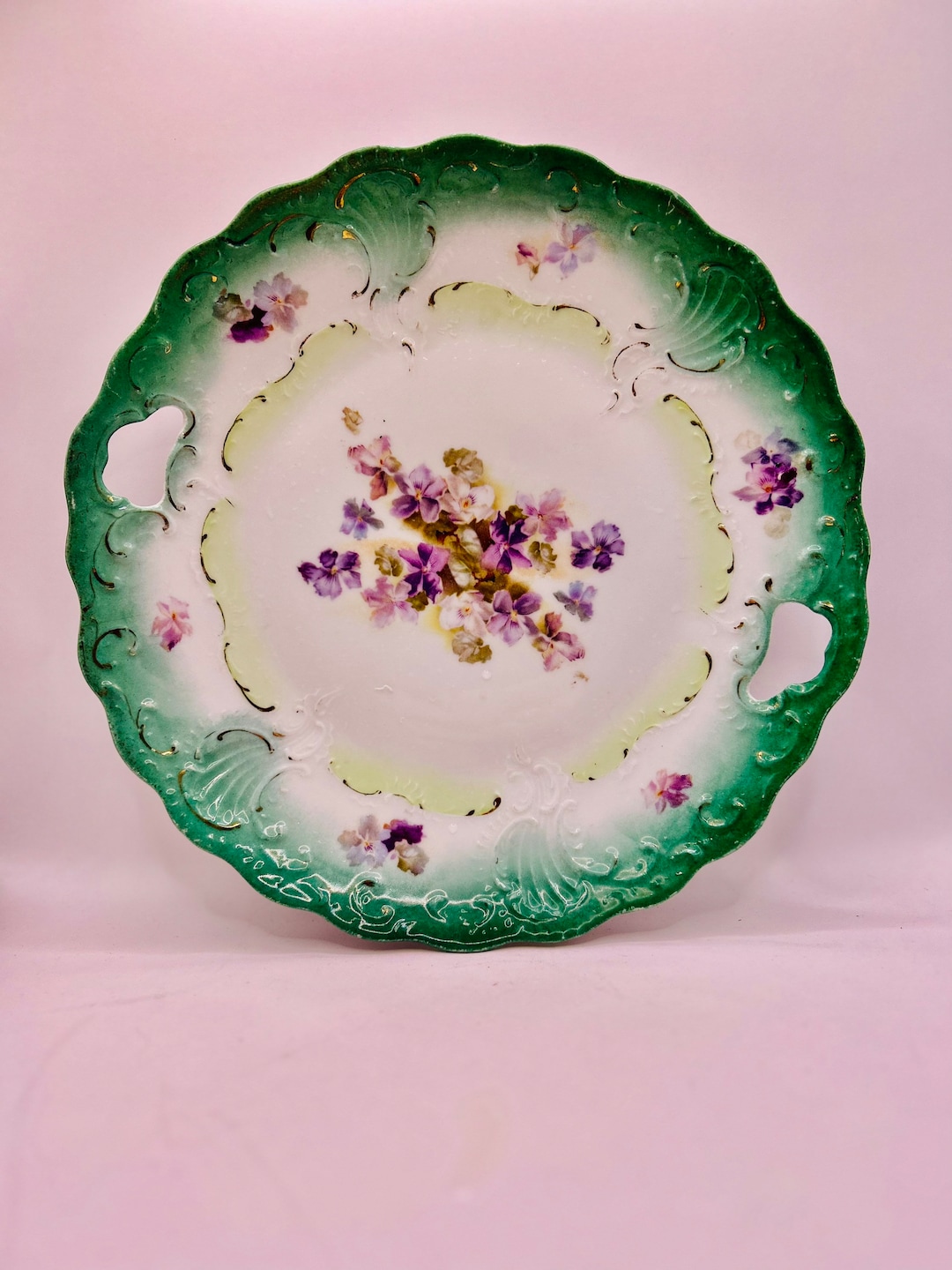 Antique RS Germany/rs Prussia Porcelain Cake Plate Circa 1920‘s, Green ...