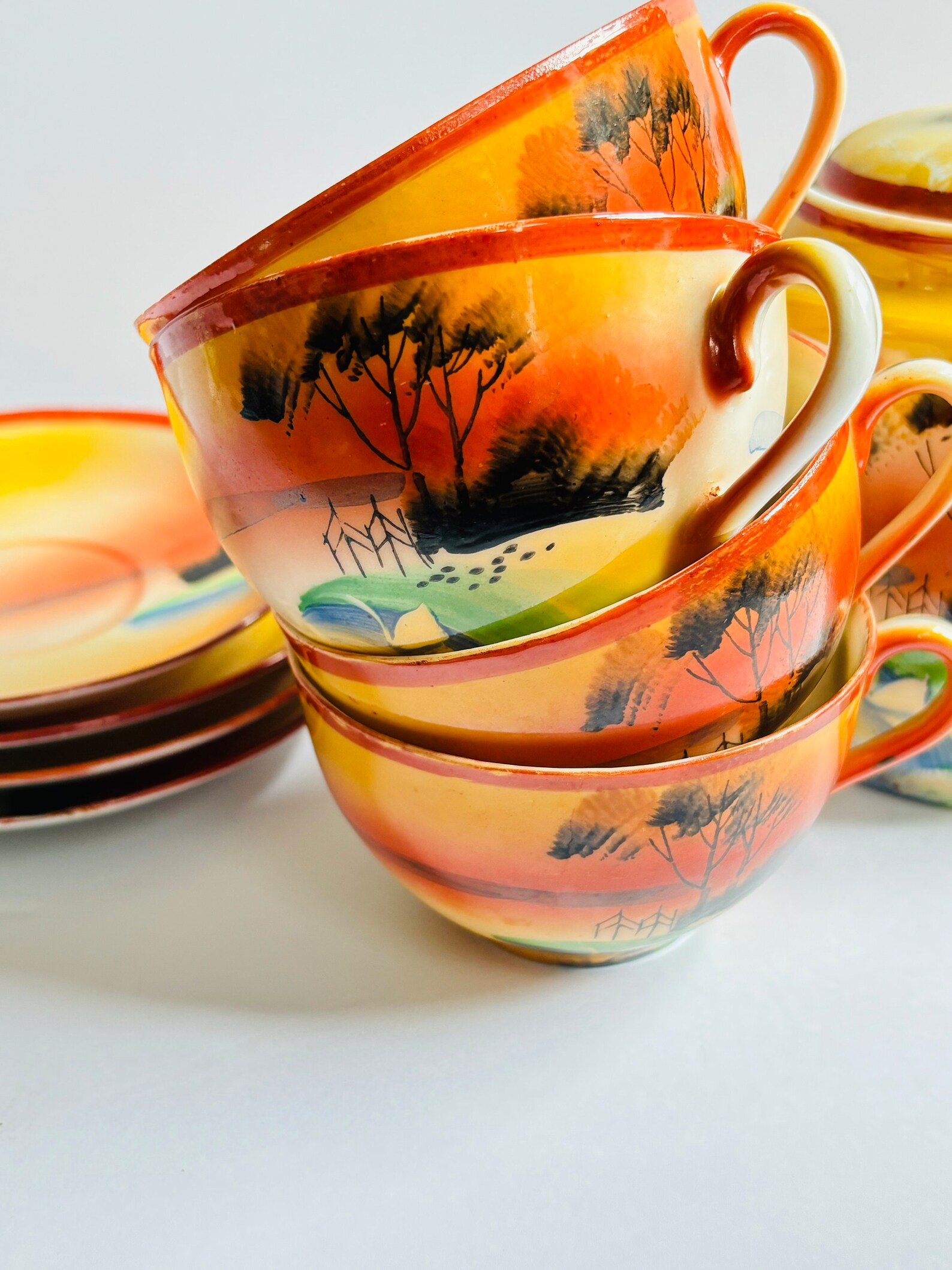 Japanese Hand Painted China Tea Set, Antique Tea Set, Hand Painted ...