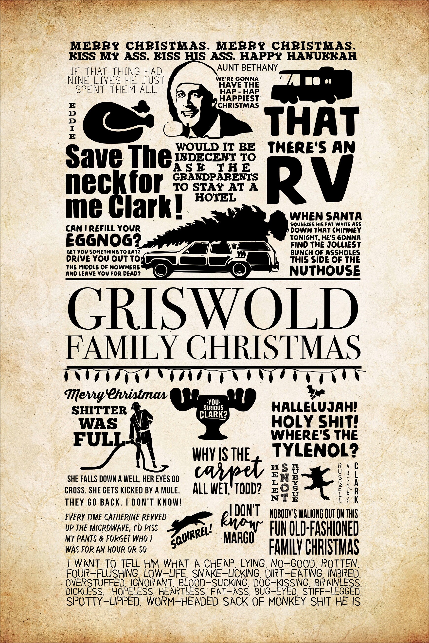 Christmas Vacation Movie Quotes Poster 24x36 pulgadas Tus - Etsy España