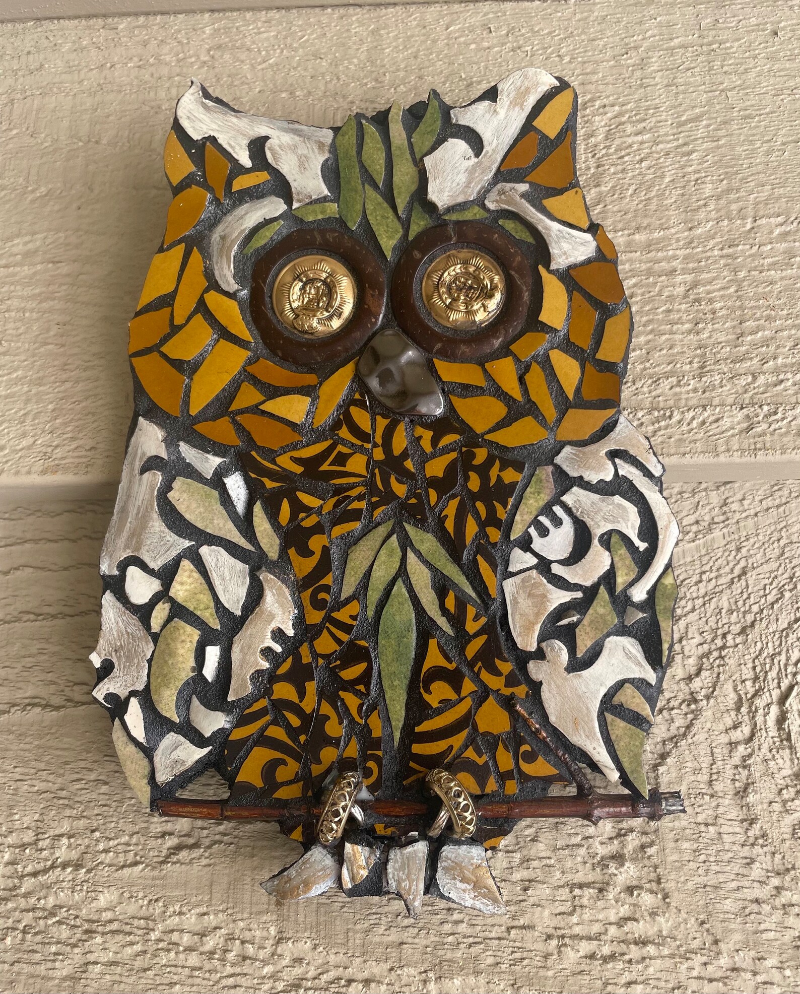 Owl Mosaic Garden Porch Deck Art Decor Nature - Etsy