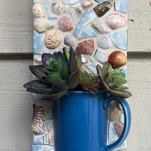 Beach Shell Stone Wall Planters Coffee Cup Art Indoor Outdoor Garden ...