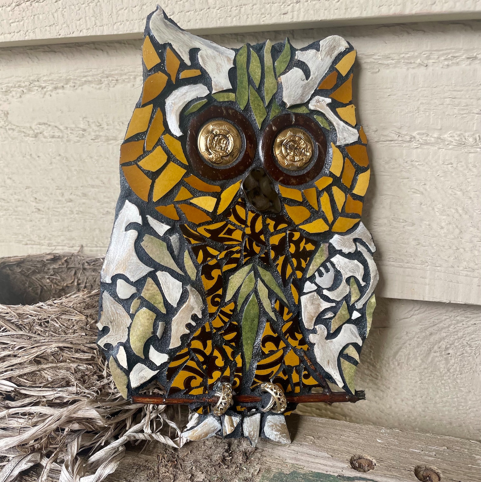 Owl Mosaic Garden Porch Deck Art Decor Nature - Etsy