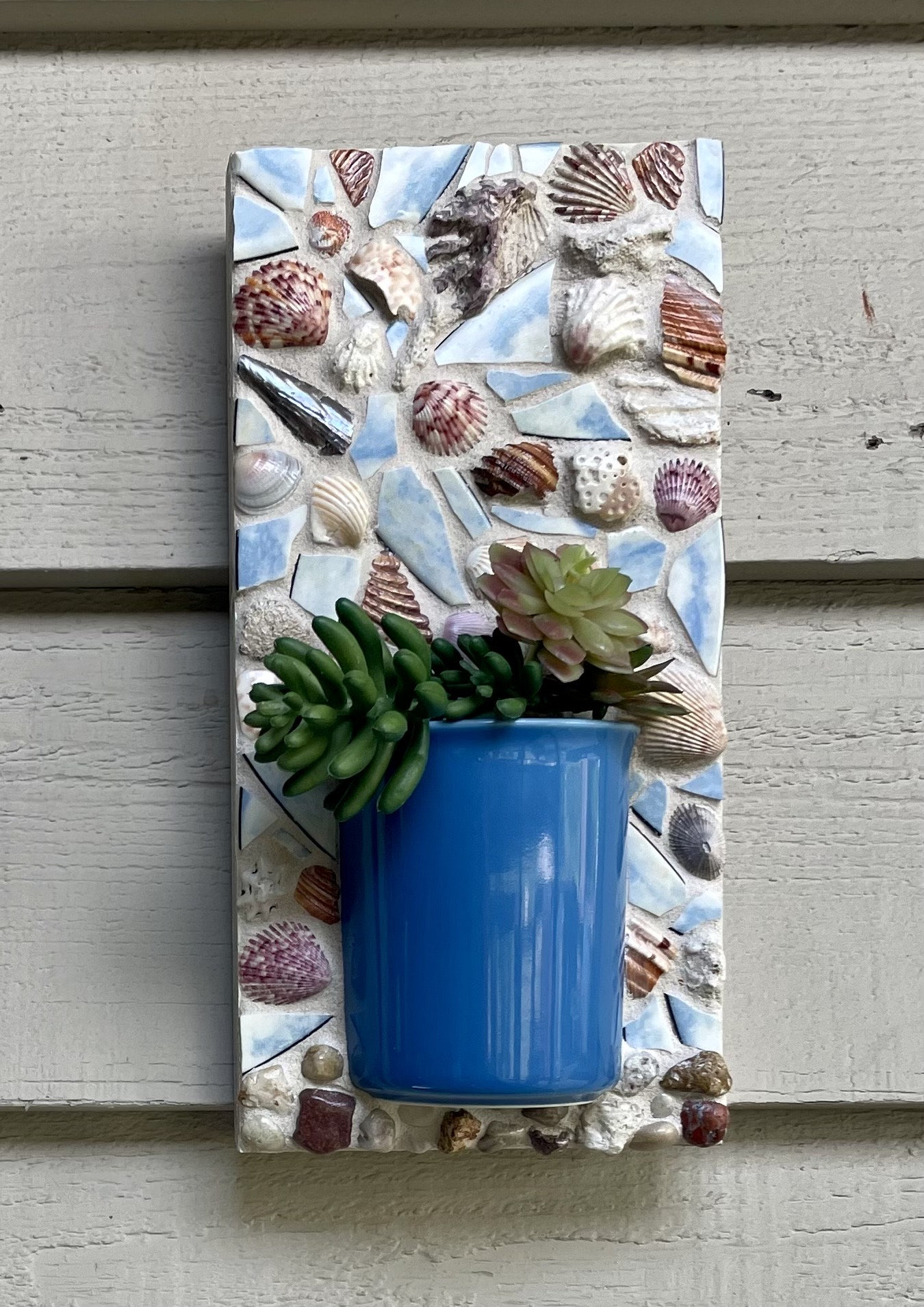Beach Shell Stone Wall Planters Coffee Cup Art Indoor Outdoor Garden ...