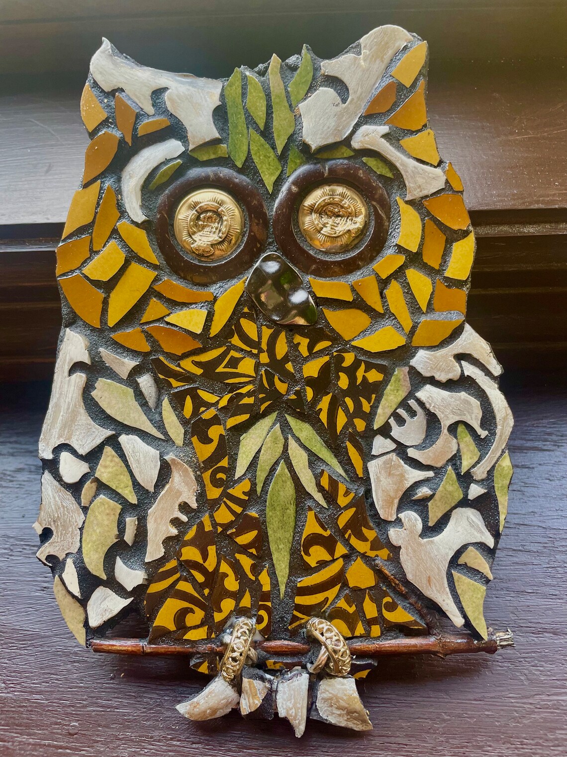 Owl Mosaic Garden Porch Deck Art Decor Nature - Etsy