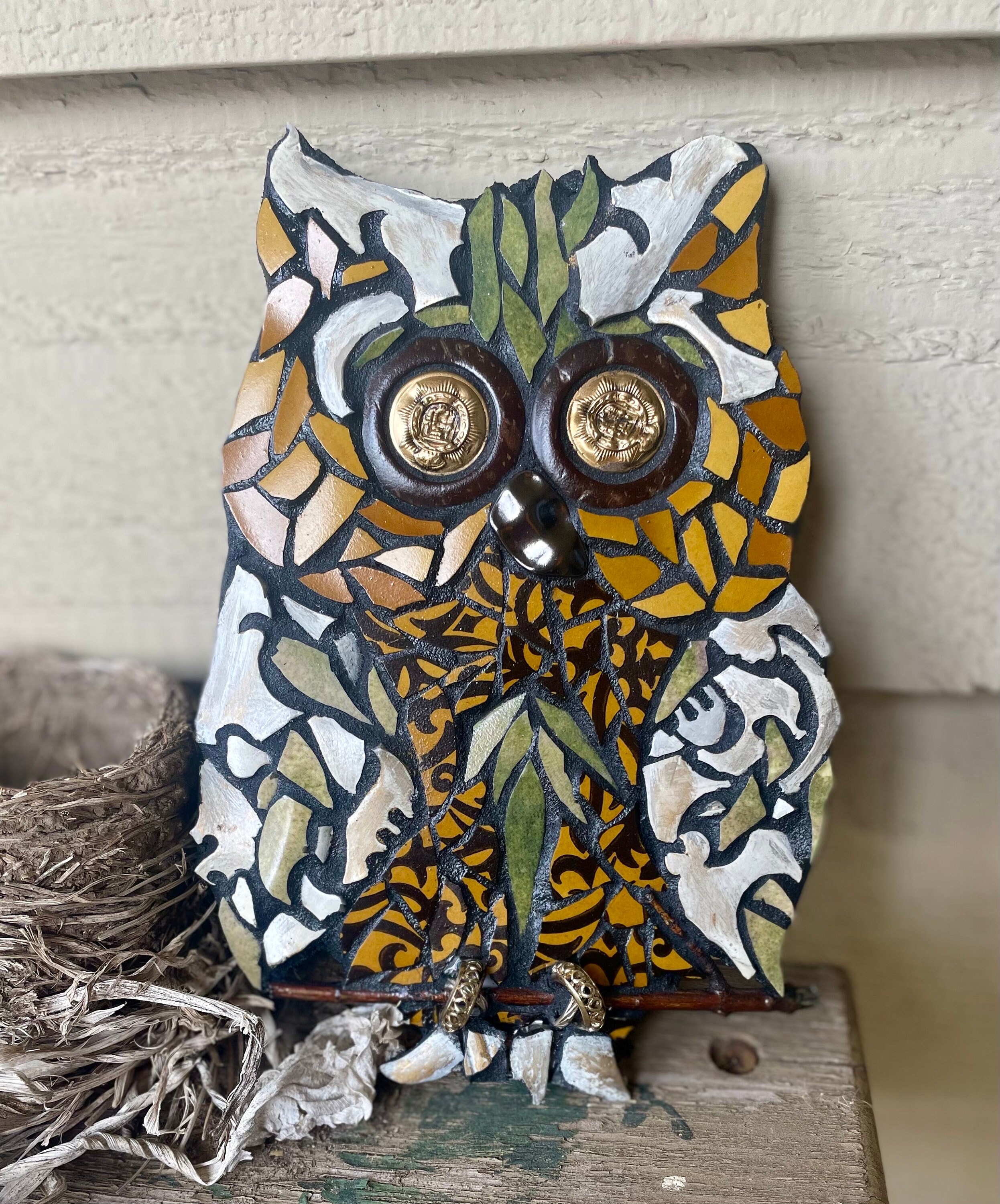 Owl Mosaic Garden Porch Deck Art Decor Nature - Etsy