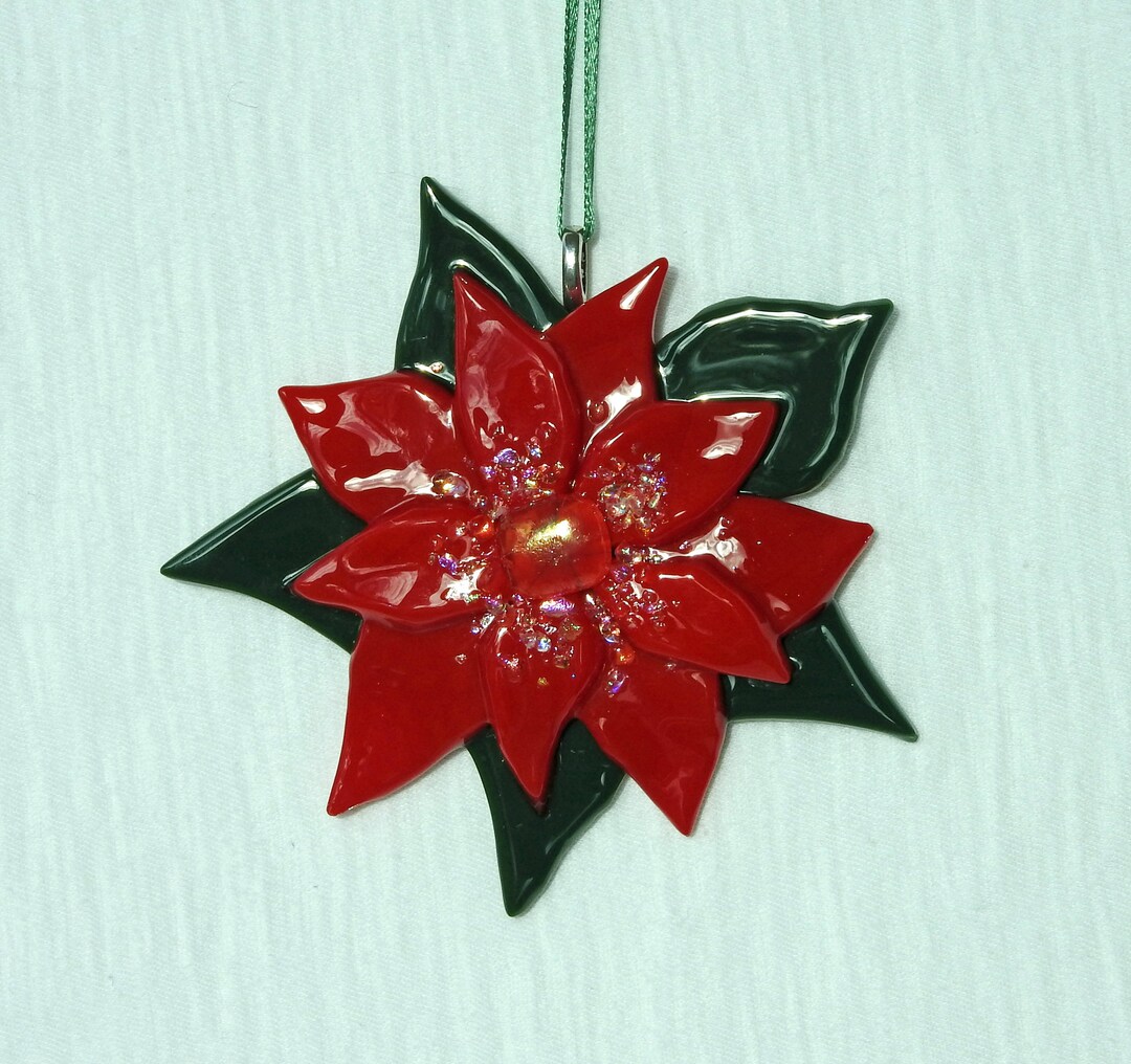 Red Poinsettia Ornament - Etsy