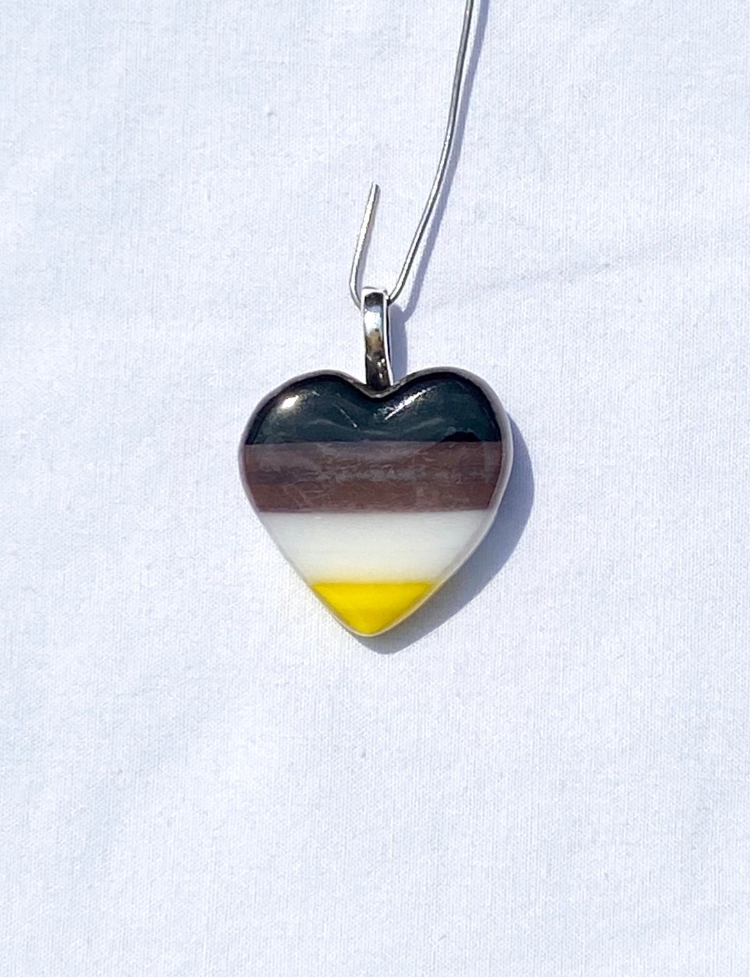 Non-binary Glass Heart Pendant Horizontal Stripes - Etsy