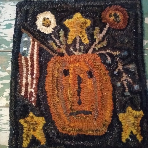 Primitive Rug Hooking Kit Hooked Garden Bunny Linen Wool - Etsy