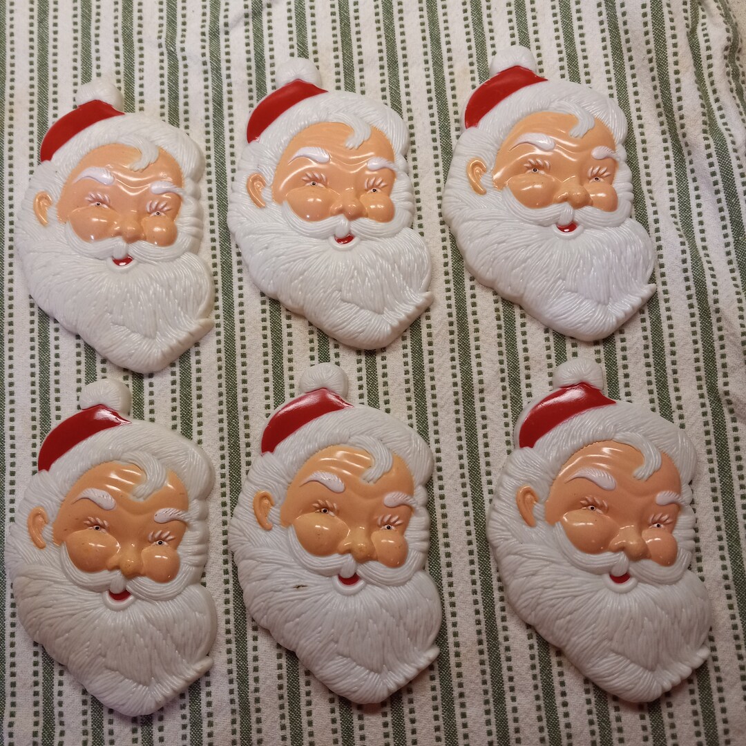 Vintage Hard Plastic Santa Face Decoration, 4 X 5.5 Hong Kong - Etsy