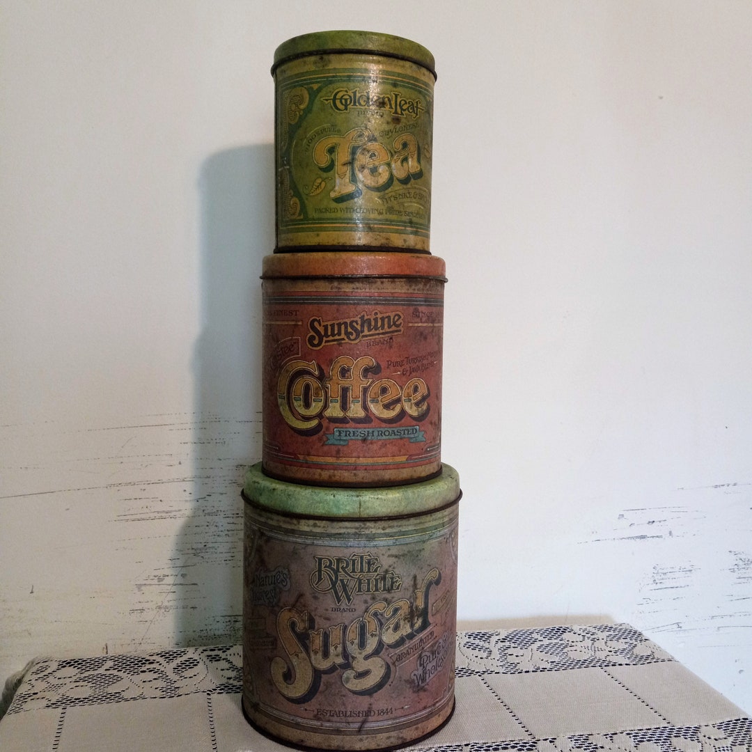 Vintage Kitchen Canister Set, 3 Pc., Coffee, Tea and Flour - Etsy