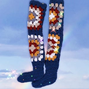 The Granny Square Knee High Crochet Socks. Digital Crochet Pattern. - Etsy
