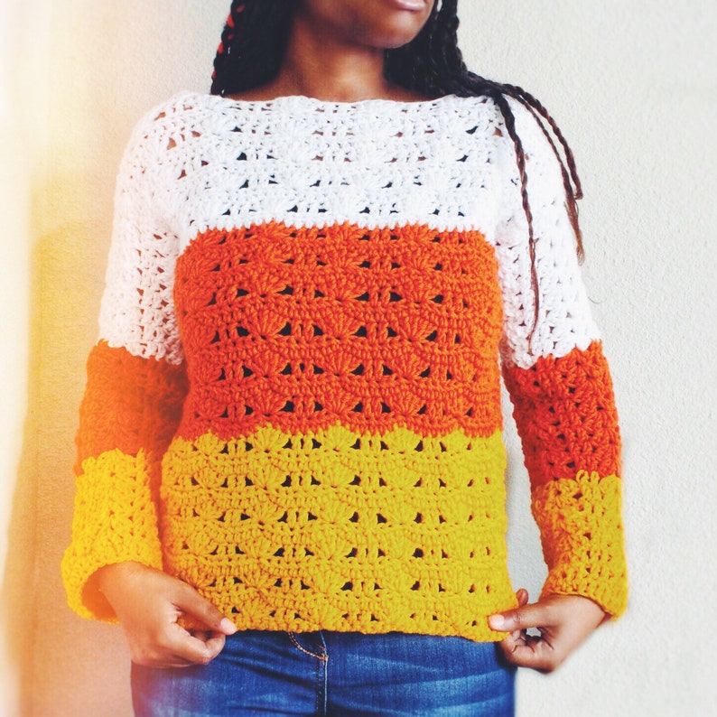 The Candy Corn Crochet Sweater Pattern. Instant Download - Etsy