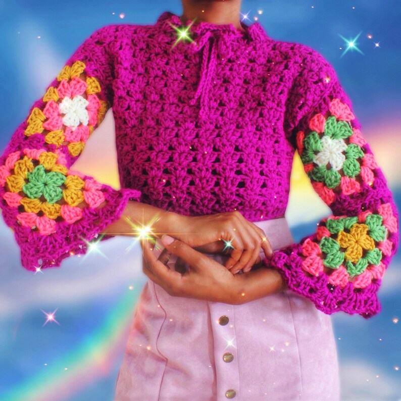 The Whims Crochet Granny Square Top. Digital Crochet Pattern. - Etsy