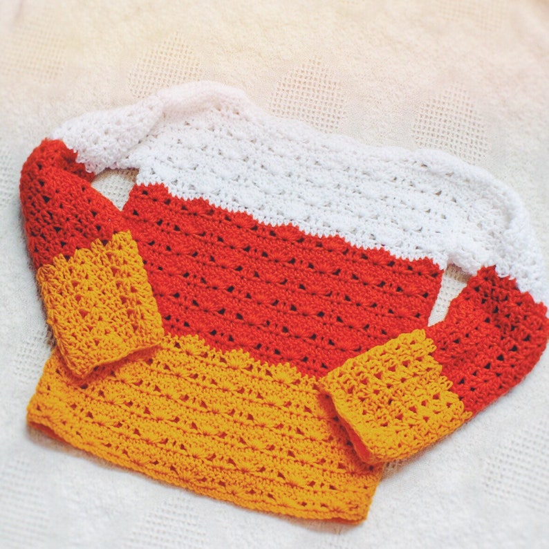 The Candy Corn Crochet Sweater Pattern. Instant Download | Etsy