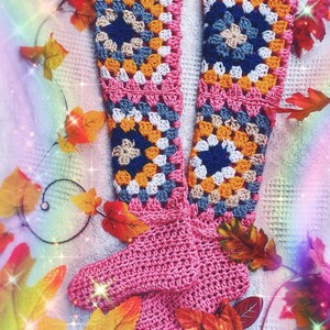 The Granny Square Knee High Crochet Socks. Digital Crochet Pattern. - Etsy