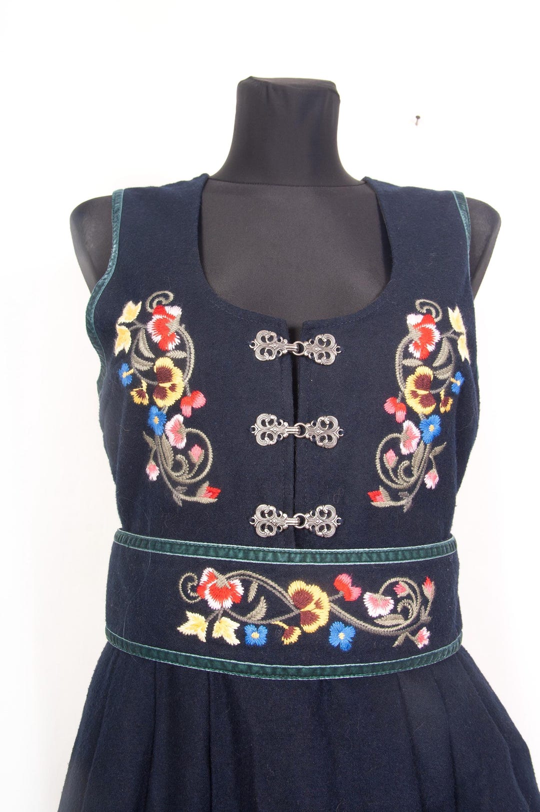 Norwegian Festdrakt Dress / Dark Blue Embroidered Norway Bunad Style ...