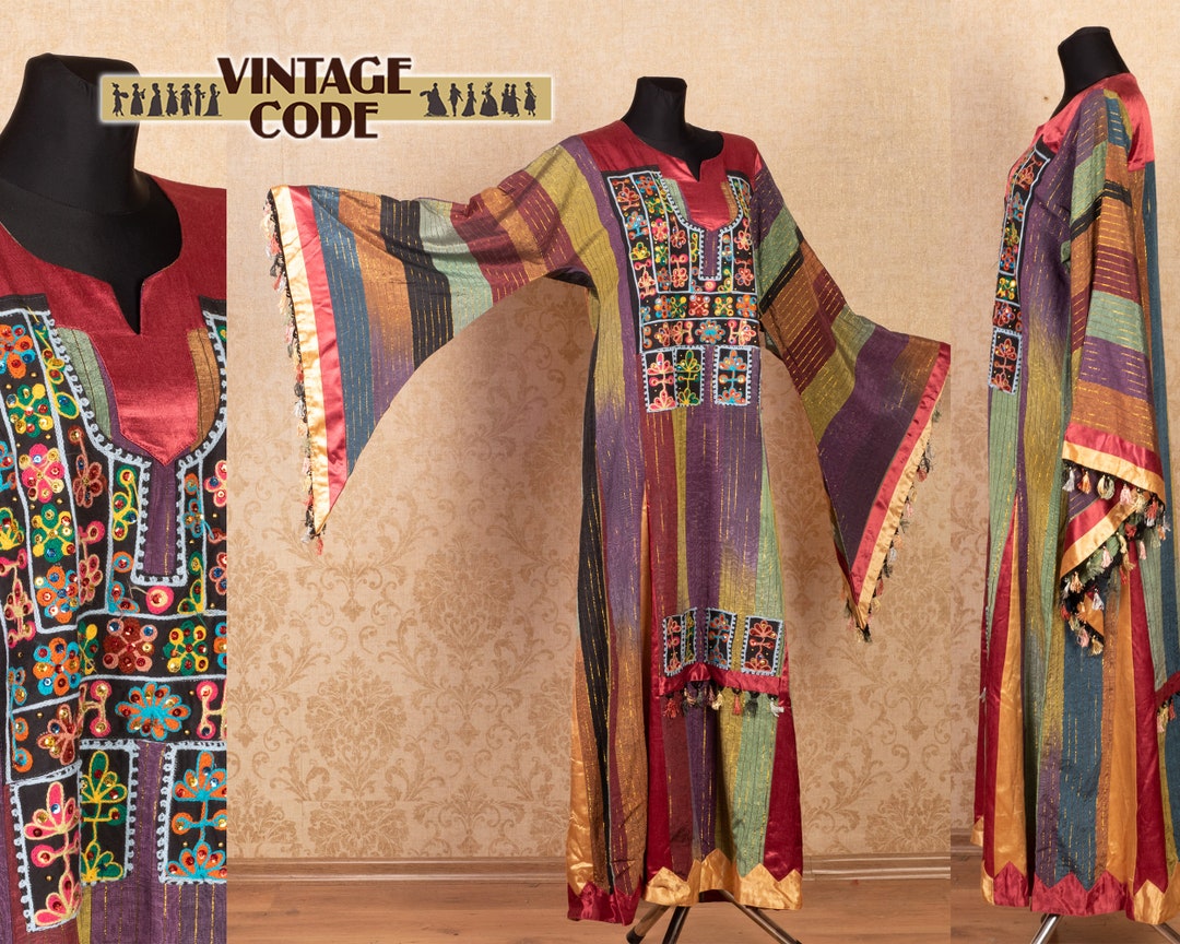 Hippie Queen Angel Wings Flare Sleeves Rainbow Colors Caftan - Etsy