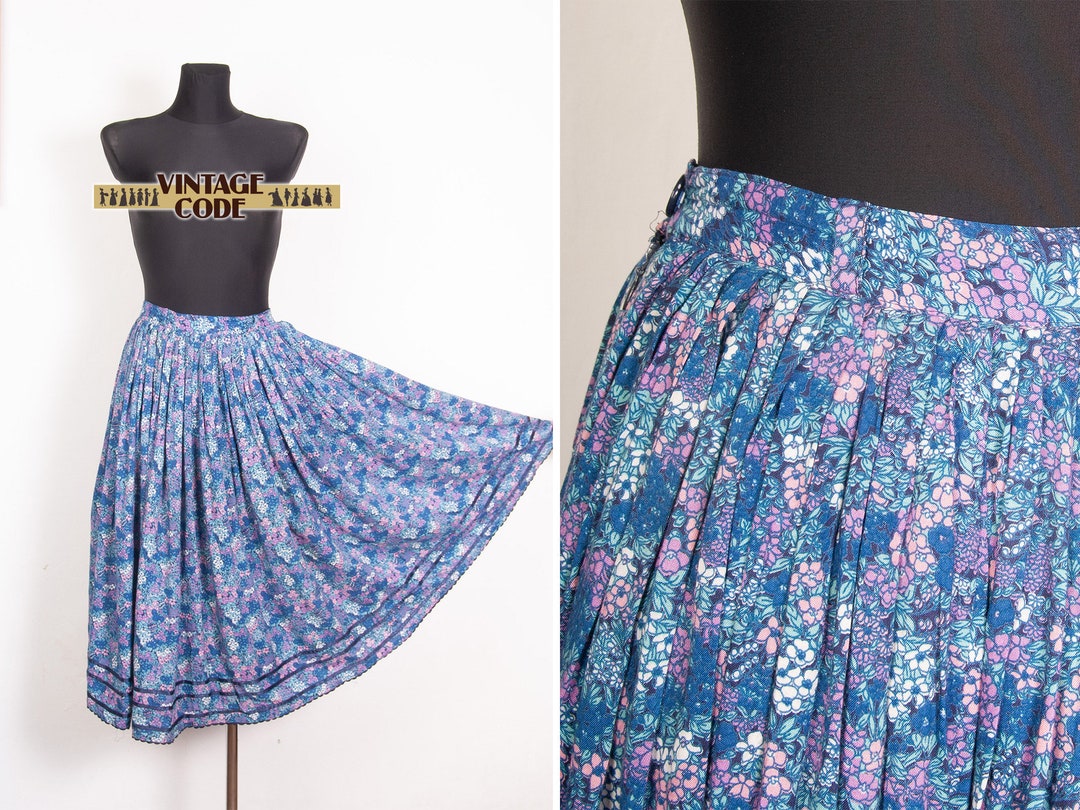 Full Prairie Peasant Skirt / Ribbon Trim Folk Style Full Skirt by ...