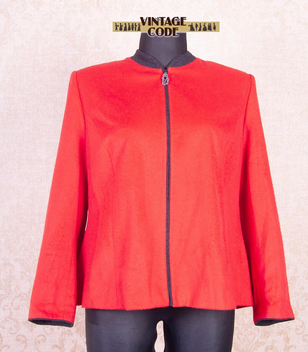 Lodenfrey Bright Red Dirndl Trachten Blazer Jacket / Zip Front Austrian ...