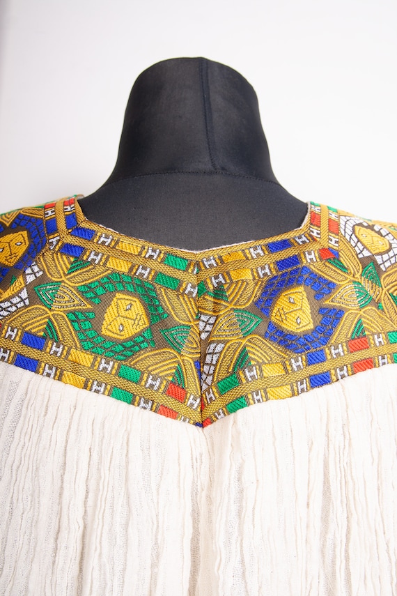 Ethiopian Cream white Habesha Menen dress with Netela… - Gem