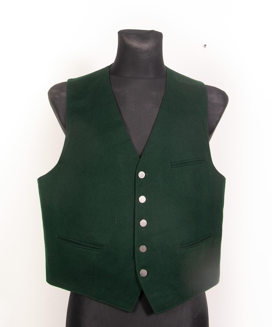 Dark Green Wool Austrian Loden Trachten Vest Waistcoat / Renaissance ...