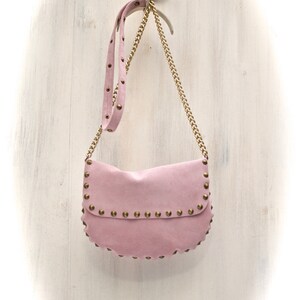 Small Suede Bags, Leather Crossbody Bag, Boho Purses, Small Studded Bag ...