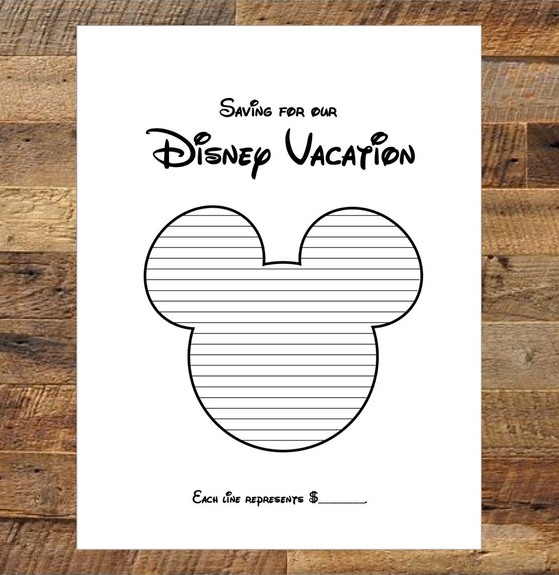 Disney Vacation Fund Savings Goal Tracker | Etsy