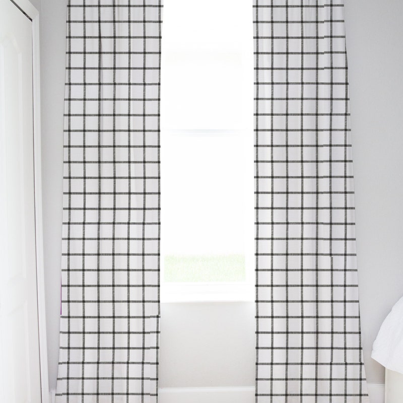 Windowpane Curtains - Etsy