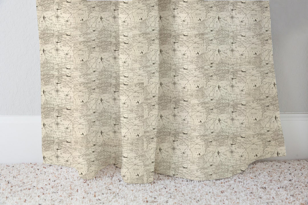 Vintage Maps Gray Curtains - Etsy