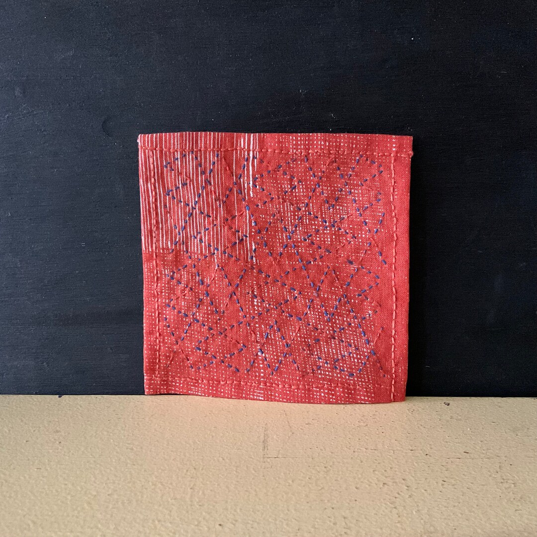 Hand Stitched Square Sashiko Patch, Lightweight Sew on Patch, Orange ...