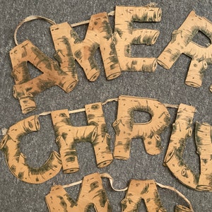 Vintage Letter Banner, Log Cabin Font, A Merry Christmas, Paper, 4.5 ...