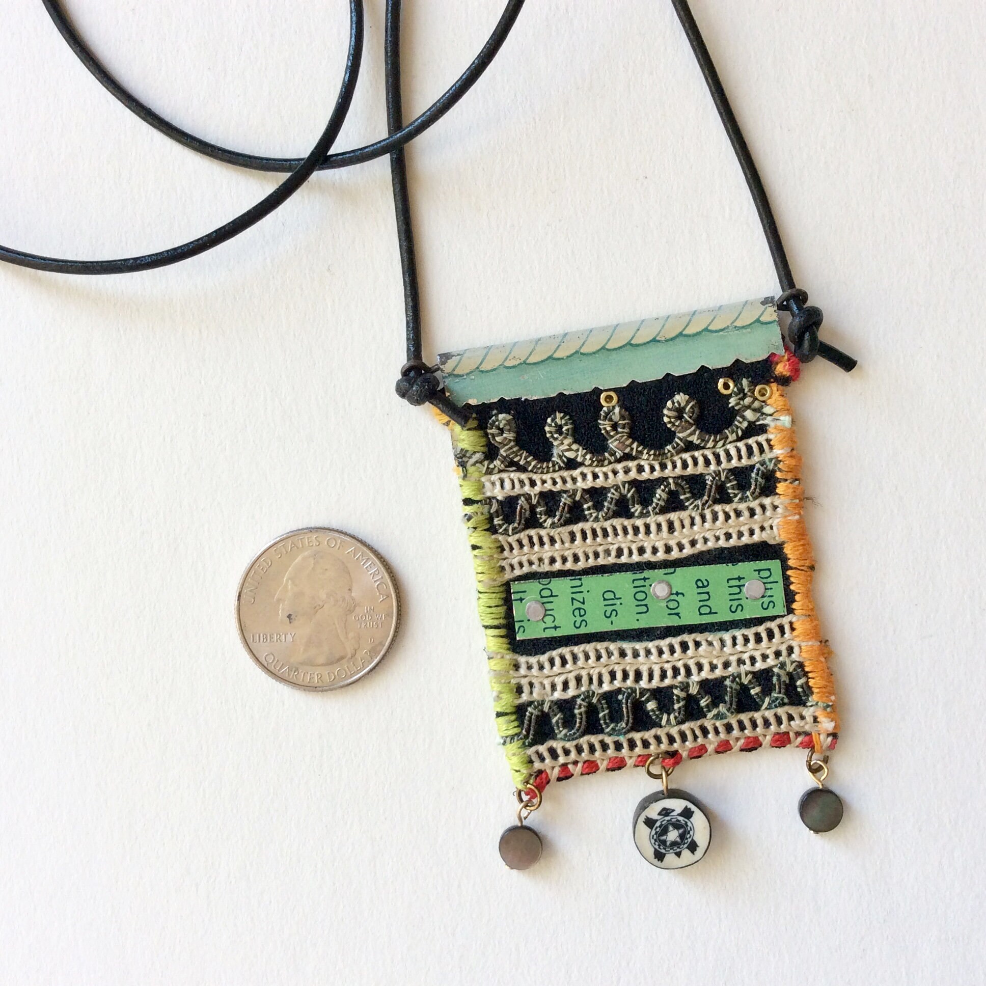 Repurposed Textile & Tin Art Necklace Vintage Materials - Etsy UK