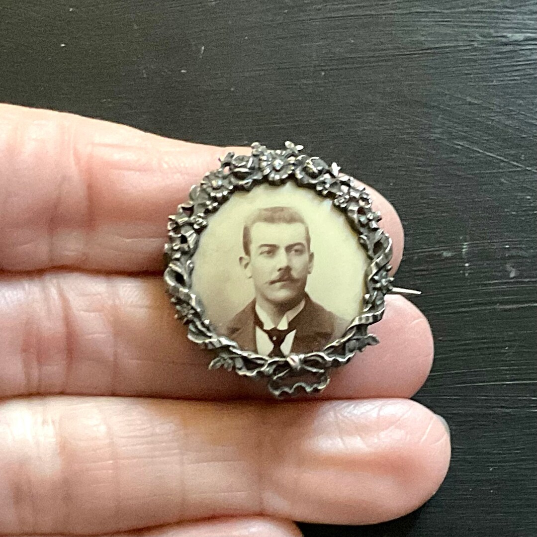 Antique Sterling Silver French Photo Frame Brooch, Photo Locket ...
