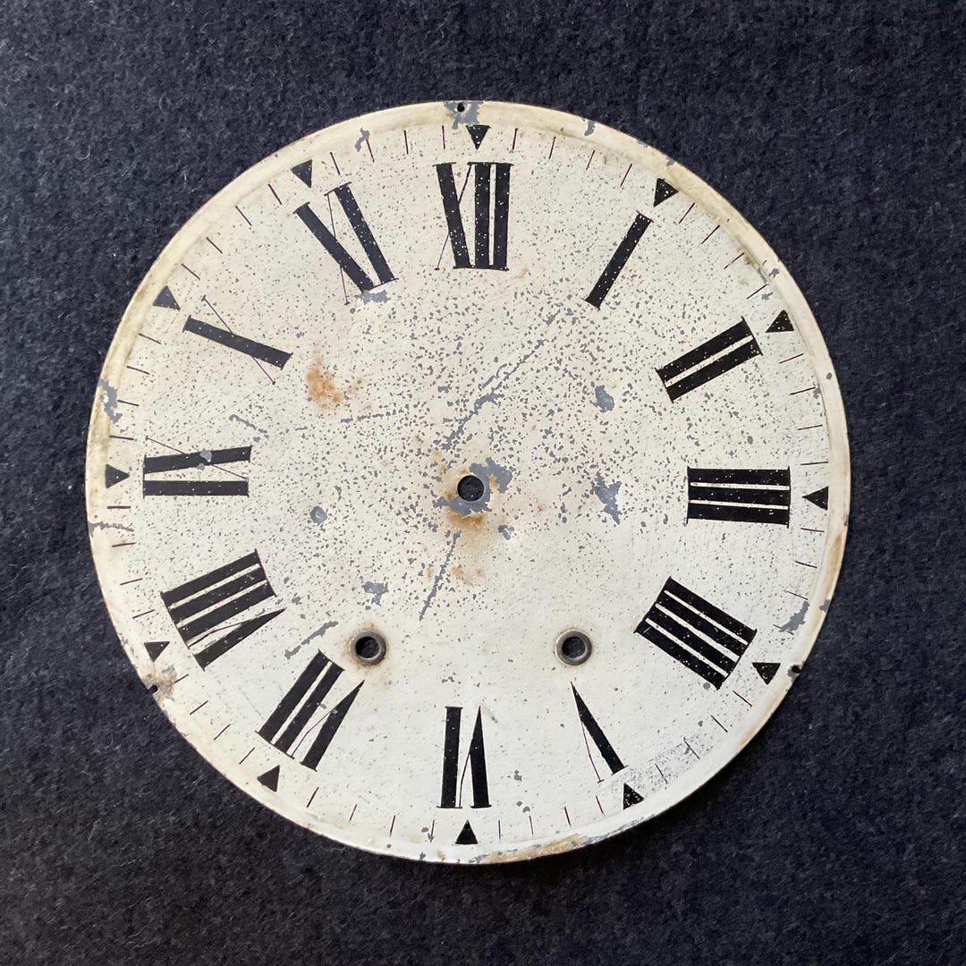 Vintage Grandfather Clock Dial/ Face, Metal Hand Painted Roman Numerals ...