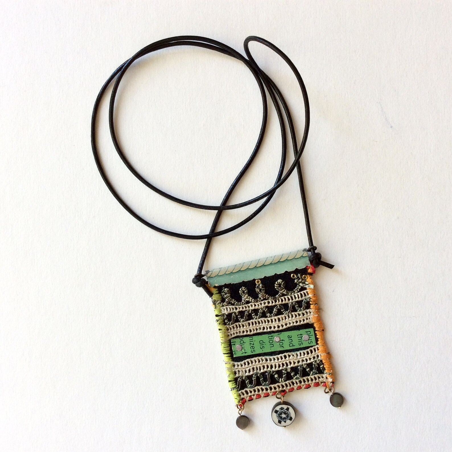 Repurposed Textile & Tin Art Necklace Vintage Materials - Etsy UK