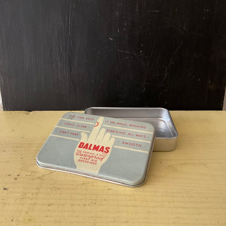 Vintage Bandage Box, Aluminum, Dalmas, Hand Image, Fun Graphics, Empty ...