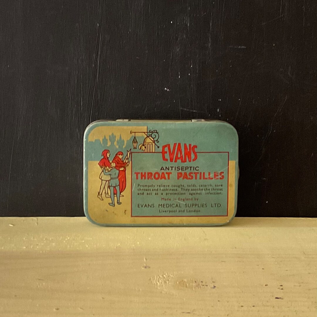 Vintage Evans Antiseptic Throat Pastilles Tin, Made in England - Etsy