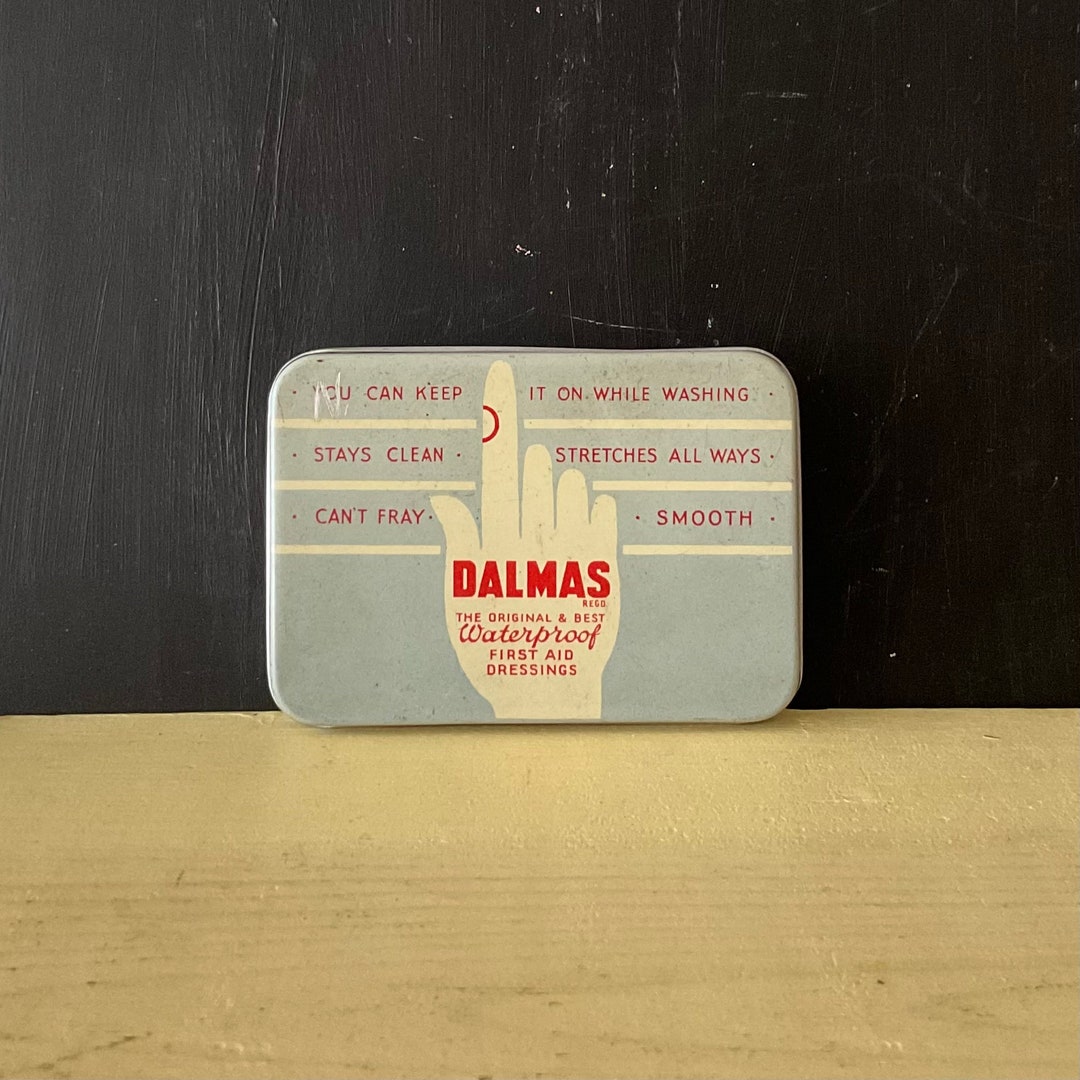 Vintage Bandage Box, Aluminum, Dalmas, Hand Image, Fun Graphics, Empty ...