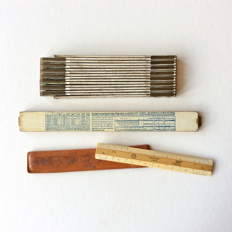 3 Vintage Rulers 96 Lufkin Folding Ruler Wood Slide Rule | Etsy