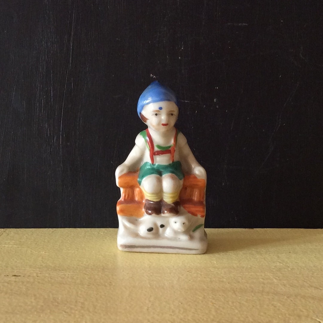Sweet Porcelain Boy on Fence With Cat, Made in Occupied Japan 1945-52 ...