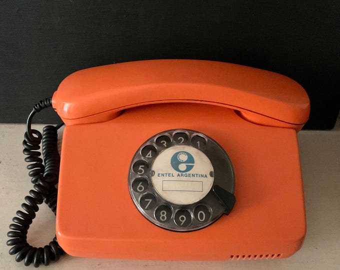 Orange Retro Dial up Telephone, Analog, Argentina, Possibly German Made ...