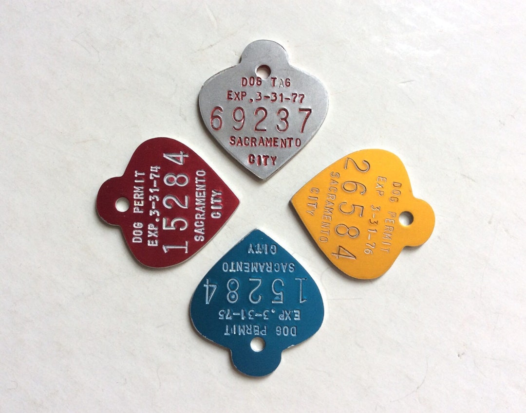 Lot of Four Dog License Tags 1970's CA Colored - Etsy