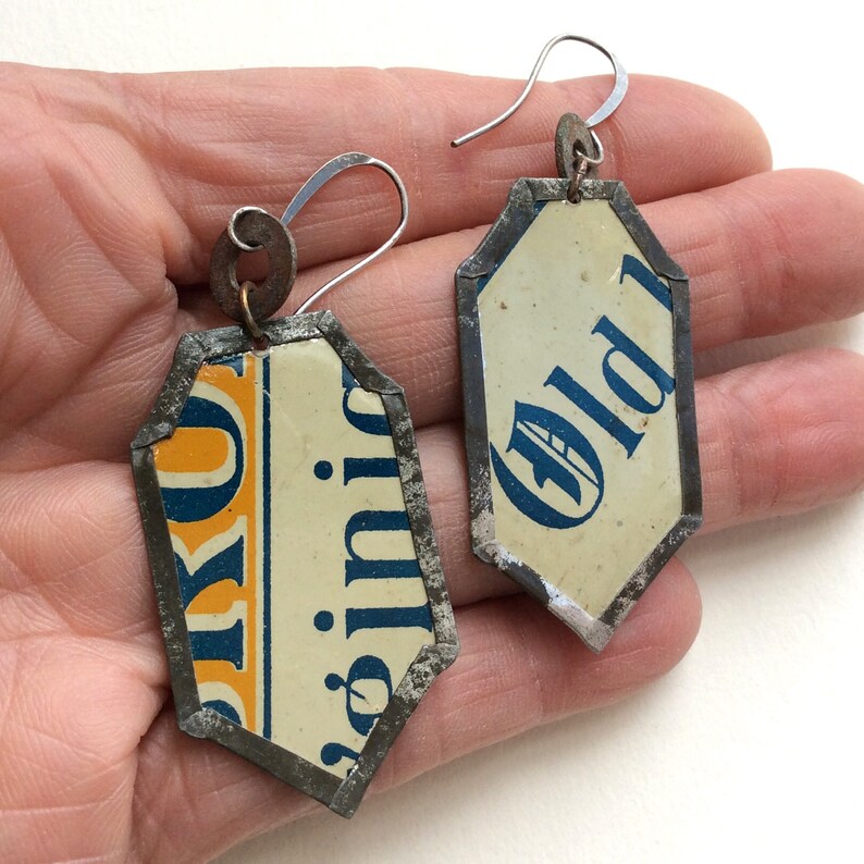 Upcycled Rustic Tin Earrings Repurposed Vintage Fruitcake | Etsy
