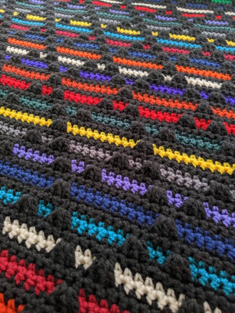 Geometric Multicolor Crochet Afghan, Crochet Blanket, Handmade Blanket ...
